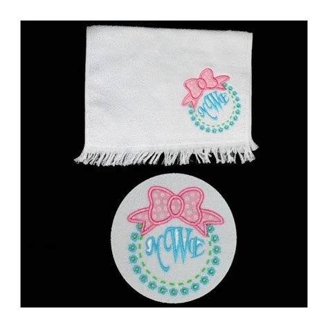 Monogram Bow And Flowers Frame Design