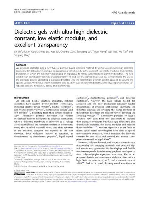 Dielectric Gels With Ultra High Dielectric Constant Low Elastic