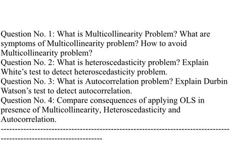 Question No 1 What Is Multicollinearity Studyx