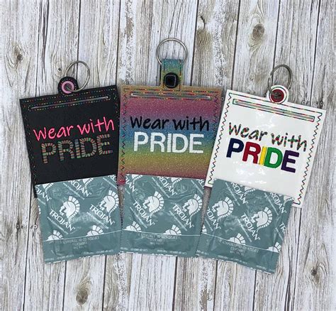 Wear With Pride Condom Case Snap Tab Eyelet Keyfob Pecker Pouch