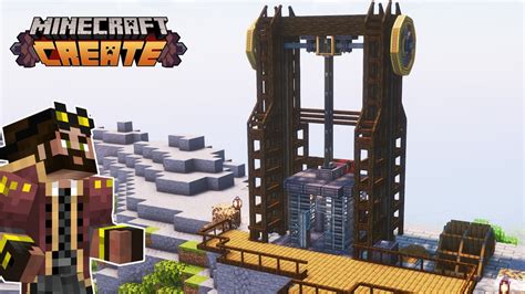 I Built A Working Mineshaft Elevator In Minecraft Create Mod Youtube