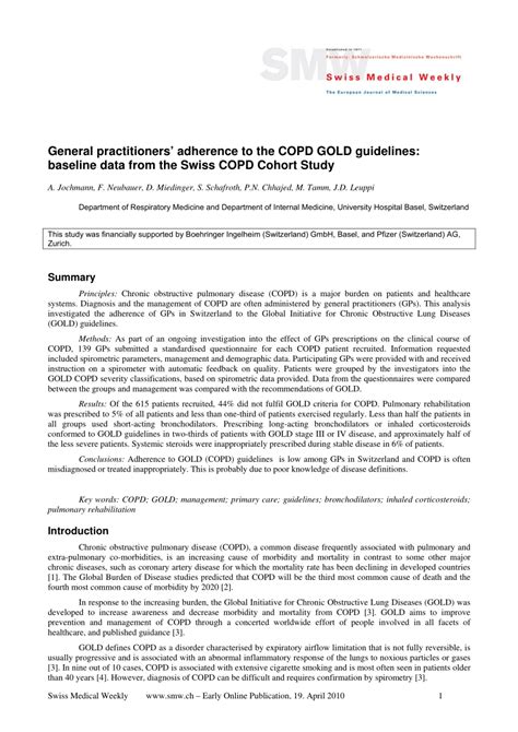 Pdf General Practitioners Adherence To The Copd Gold Guidelines