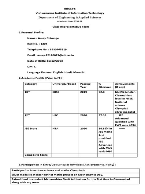 Class Representative Form Pdf Science Cognition