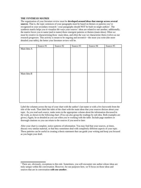 Synthesis Matrix For Literature Review Pdf Plagiarism Psychology