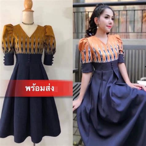 เดรสลายไทยจีบรอบสวยเข้ารูป Loveladyyy จำหน่ายชุดไทย เดรสผ้าไทย เสื้อลูกไม้ Thaipick