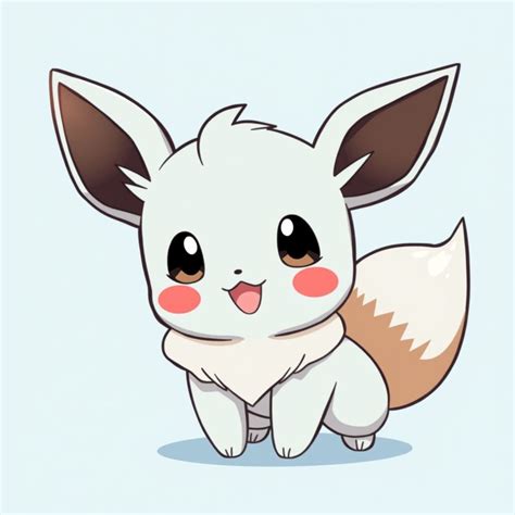 Light Blue Eevee Pokemon Happy Face Fanart