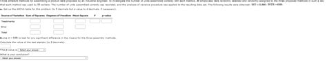 Solved Three Different Methods For Assembling A Product Were