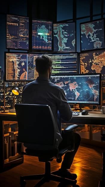 Premium Ai Image A Man Working As A Trader Uses A Computer With