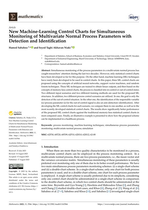 (PDF) New Machine-Learning Control Charts for Simultaneous Monitoring of Multivariate Normal ...