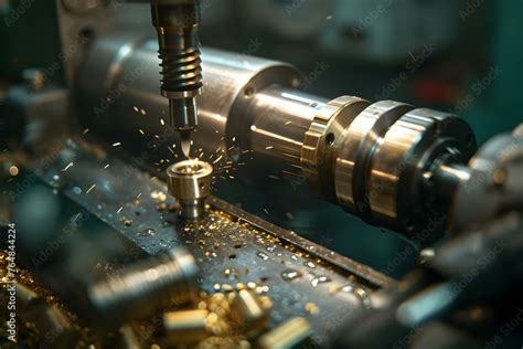 Cnc Lathe Machine Demonstrating Tapping Process On Brass Shaft Parts Concept Cnc Lathe Machine
