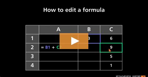 How To Edit A Formula Video Exceljet