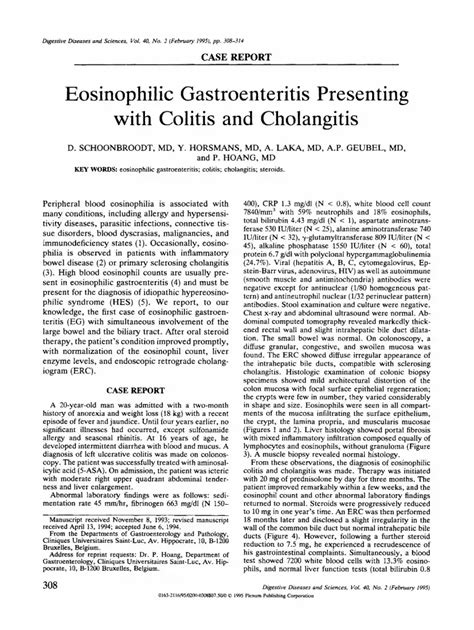 Pdf Eosinophilic Gastroenteritis Presenting With Colitis And