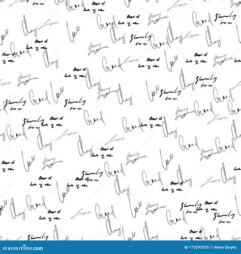 Seamless Abstract Text Pattern Handwritten Font On A White Background