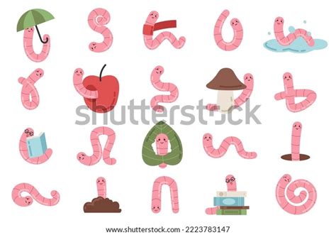 Worm Character Cartoon Earthworm Mascot Big Stock Vector Royalty Free