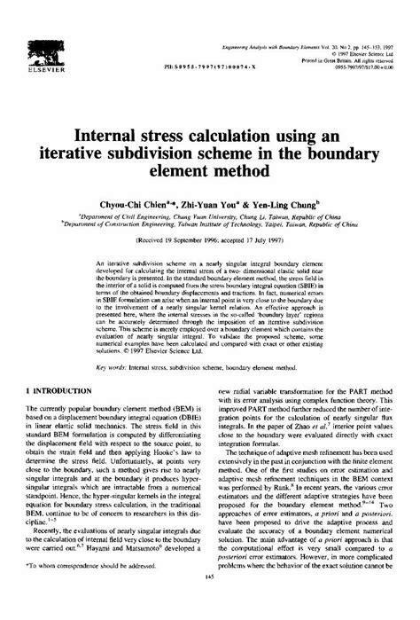 Pdf Internal Stress Calculation Using An Iterative Subdivision Scheme In The Boundary Element