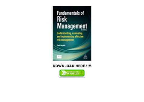 Fundamentals Of Risk Management Understanding Evaluating And