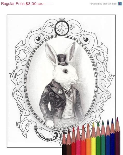 White Rabbit Coloring Page Alice In Wonderland Coloring Page Printable