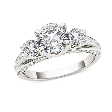1 34 Ct Tw Diamond Three Stone Engagement Ring In 14k White Gold