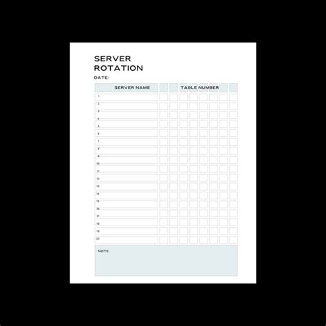 Server Table Chart Etsy