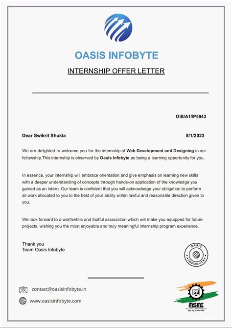 Swikrit Shukla On Linkedin Oasisinfobyte Internship