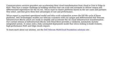 Summary Telecom Automation — How Dell Supports Telcos Accelerated Journey To Autonomous