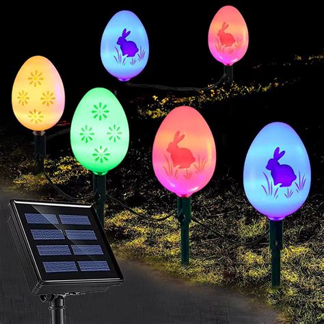 Solar Easter Egg String Lights Waterproof Ground Easter Egg Stake Light