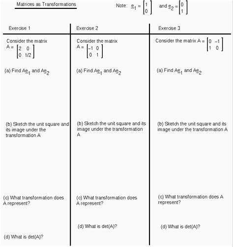 Matrices And Determinants MATH Revision Exercises Resources Mathematics And Statistics