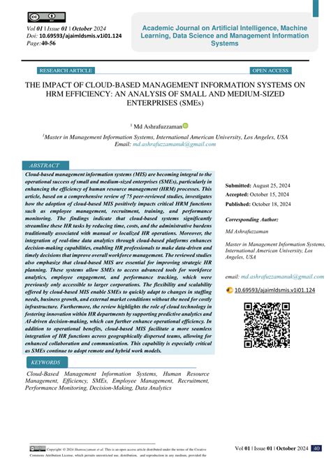 Pdf The Impact Of Cloud Based Management Information Systems On Hrm Efficiency An Analysis Of