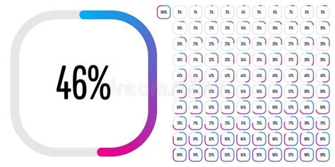 Set Of Rectangle Percentage Diagrams From 0 To 100 Stock Vector Illustration Of Info