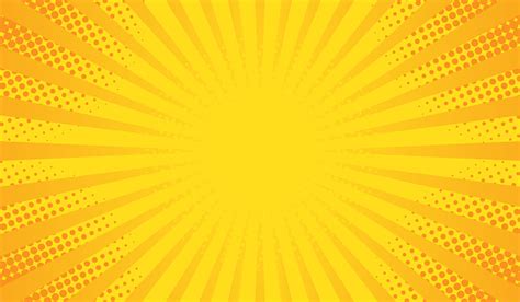 주황색과 노란색 방사선 만화 배경입니다 선샤인 광고 배너 팝 아트 텍스처입니다 색상 하프톤 배경 복사 공간입니다 벡터 일러스트 레이 션 평면 디자인입니다 만화책에 대한 스톡