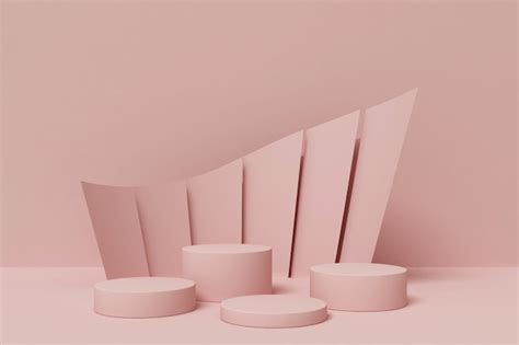 Premium Photo 3d Rendering Abstract Geometry Pink Color Pedestal