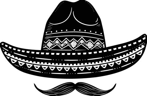 Ai Generado Silueta Mexicano Sombrero Sombrero Con Bigote Negro Color