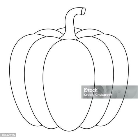 Pumpkin Outline Drawing Vector Illustration Stock Illustration