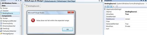 Bindingsource Error Value Does Not Fall Within The Expected