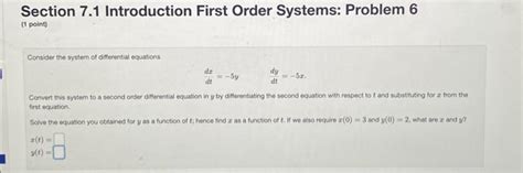Solved ection 7.1 Introduction First Order Systems: Problem | Chegg.com