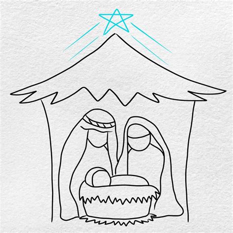 Nativity Drawing Helloartsy Christmas Drawing Simple Nativity Jesus Drawings