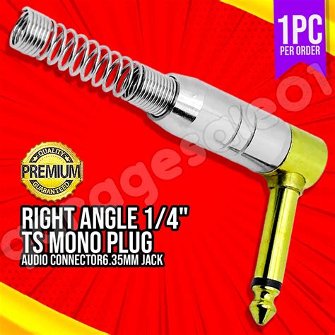 1pc Right Angle 1 4ts Mono Plug 6 35mm Jack Audio Connector Heavy Duty Shopee Philippines