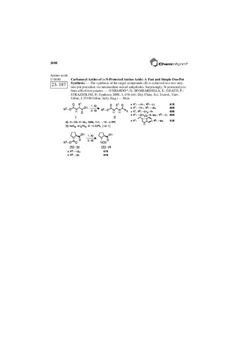 Pdf Cheminform Abstract Carbamoyl Azides Of α N Protected Amino