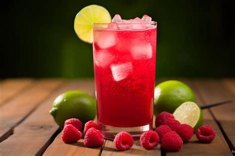 Refreshing Raspberry Lime Refresher Premium Ai Generated Image