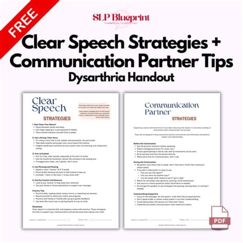 Free Clear Speech Strategies And Communication Partner Tips Dysarthria