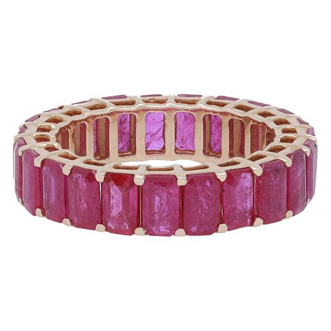 1 77 Carat Emerald Cut Ruby And Diamond Band In 14k Yellow Gold For Sale At 1stdibs