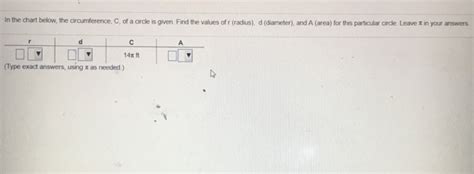 Solved In The Chart Below The Circumference C Of A Circle Chegg