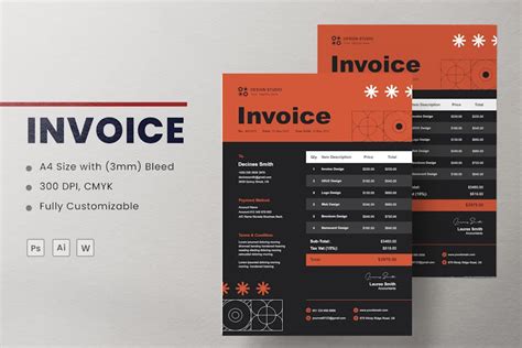Шаблон счета фактуры Шаблоны для печати Включая выставленный счет и оплата Envato Elements