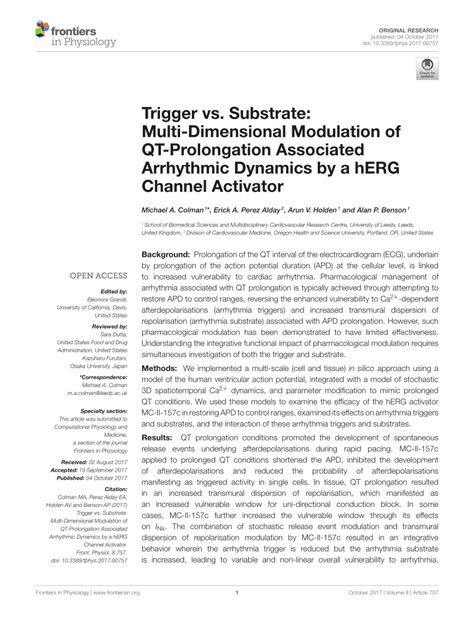 Pdf Trigger Vs Substrate Multi Dimensional Modulation Of Qt Prolongation Associated