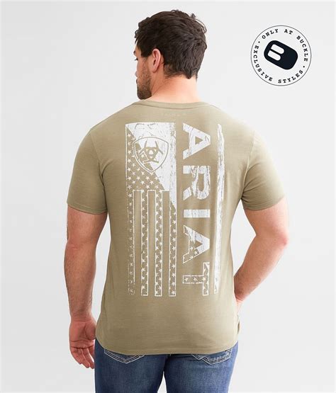 Ariat Flag Block T Shirt Mens T Shirts In Sage Heather Buckle