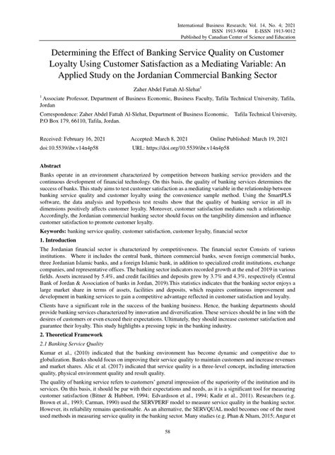 Pdf Determining The Effect Of Banking Service Quality On Customer Loyalty Using Customer