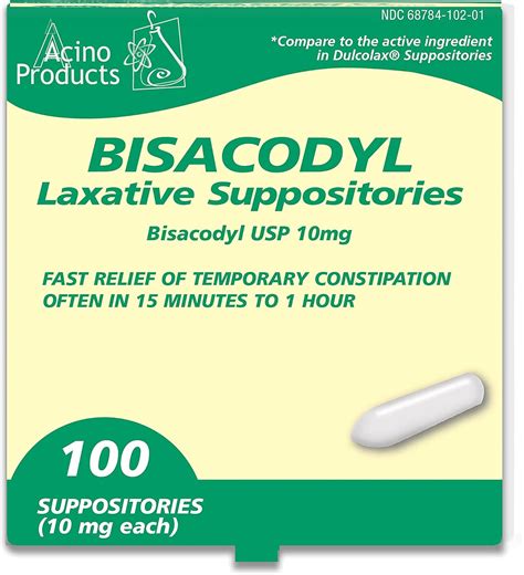 Bisacodyl Suppositories 10 Mg Box Of 100s Made In Usa