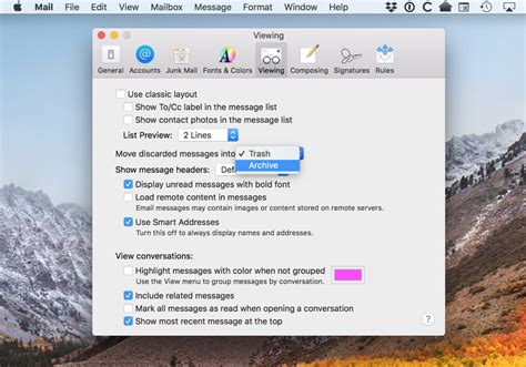 MacOS Change From Swipe To Archive To Swipe To Delete In Mail