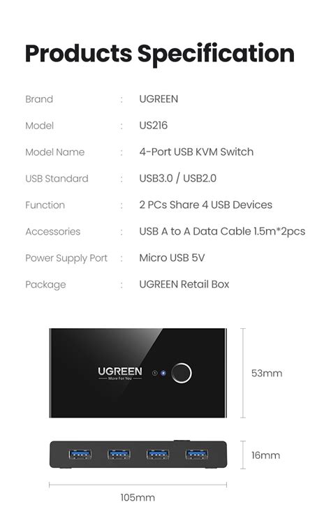 UGREEN USB Switch Selector Sharing Devices For Mouse Keyboard Printer Shopee Singapore