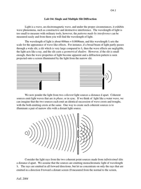 Single Multiple Slit Diffraction Labmanualo4 Pdf Diffraction
